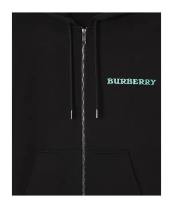 Burberry Heritage Logo Cotton Zip Hoodie - Black
