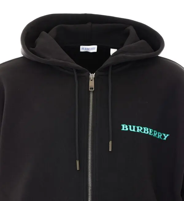 Burberry Heritage Logo Cotton Zip Hoodie - Black