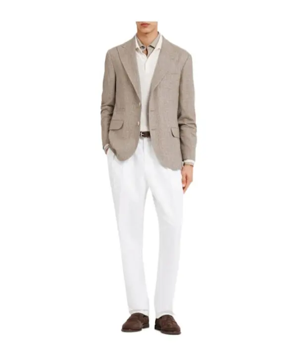 Brunello Cucinelli Single Breast Wool Blend Blazer - Nude