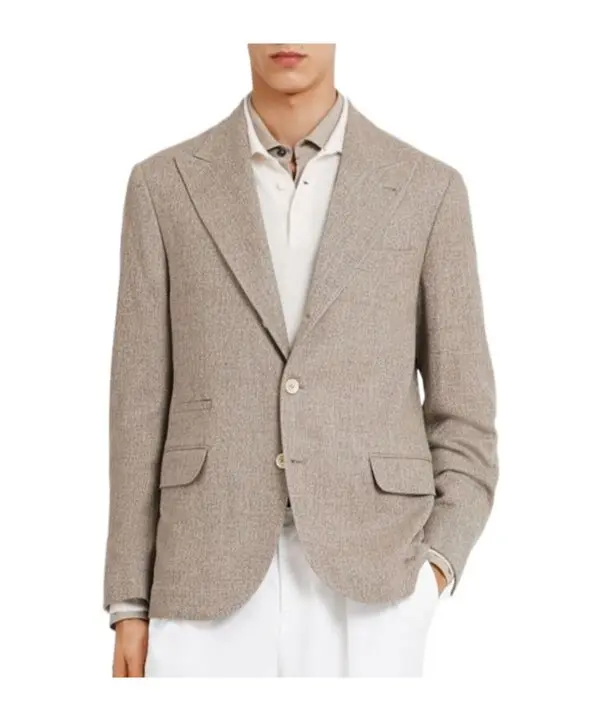 Brunello Cucinelli Single Breast Wool Blend Blazer - Nude