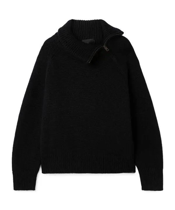 NILI LOTAN Raelynn Cashmere Zip-up Turtleneck Sweater
