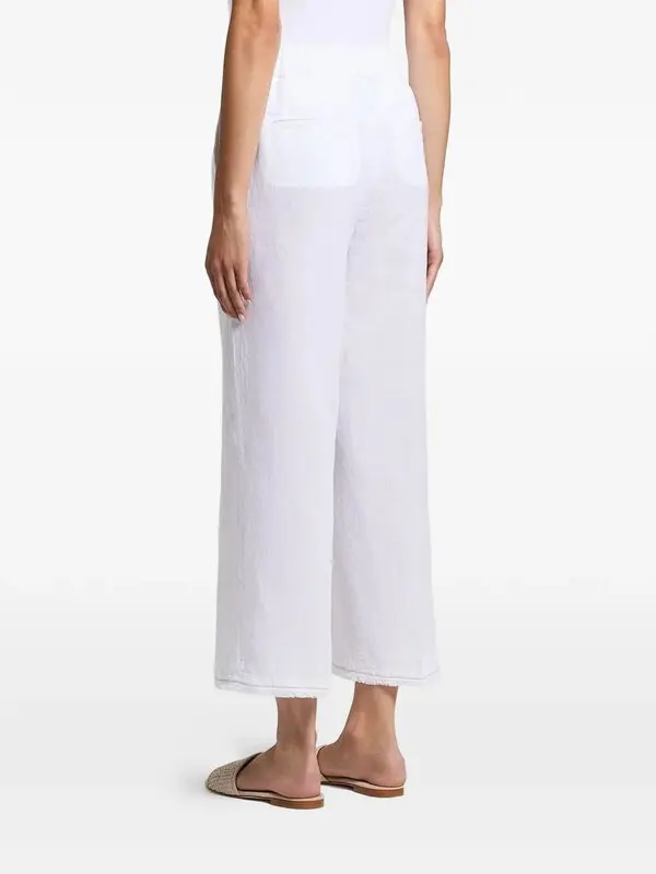 Peserico Elastic-waist Straight-leg Pants With Frayed Hem - White