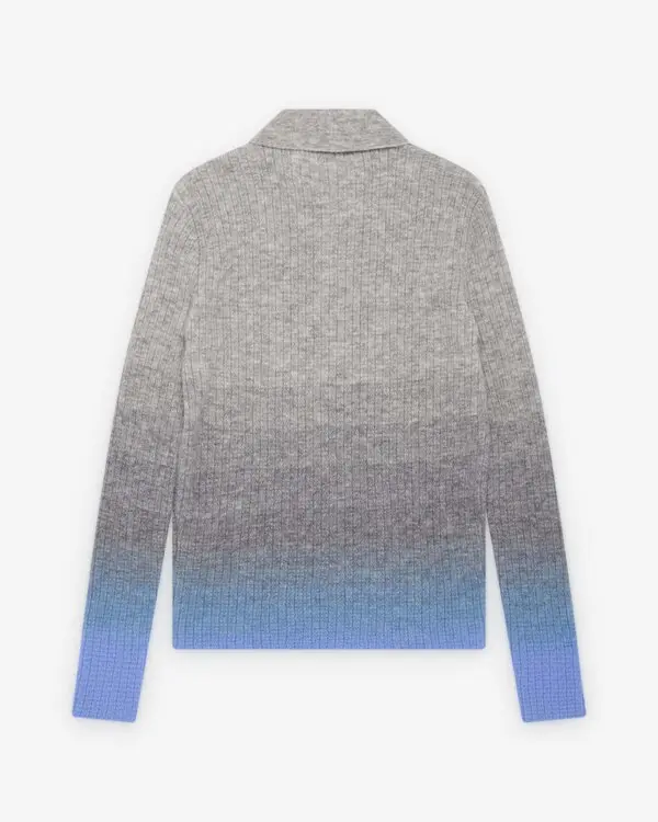 ERL Long Sleeve Ribbed Polo Shirt - Gray/blue