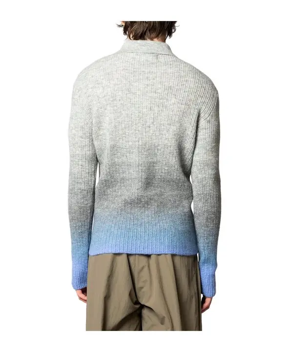 ERL Long Sleeve Ribbed Polo Shirt - Gray/blue