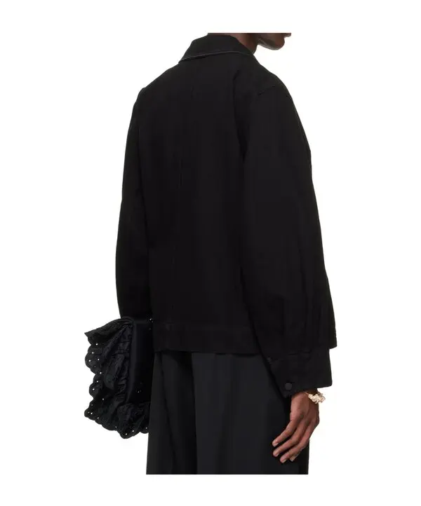 Simone Rocha Denim Jacket With Crystal-cut Appliqué Logo