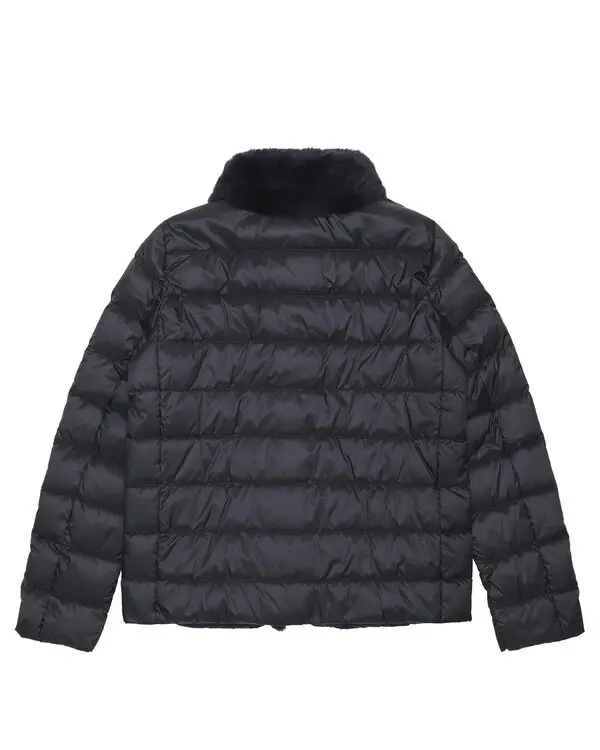 Max Mara Long-sleeved Quilted Down Jacket With Fur Trim