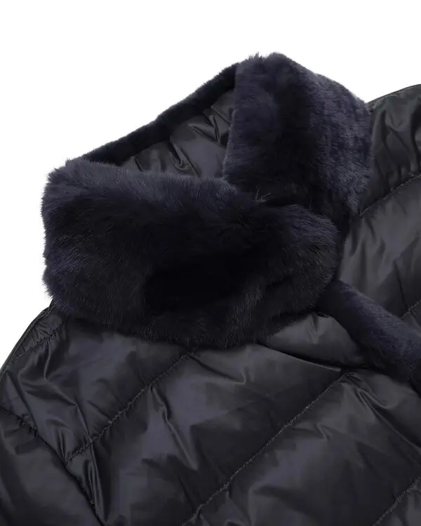 Max Mara Long-sleeved Quilted Down Jacket With Fur Trim