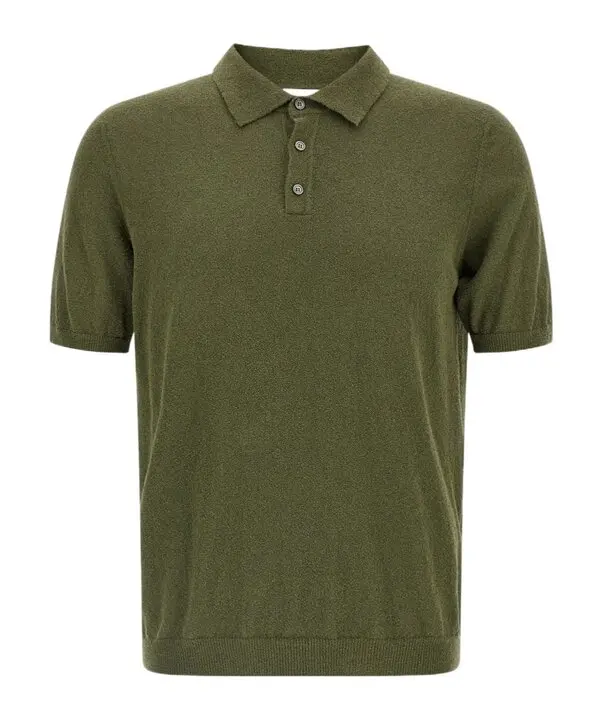 ROBERTO COLLINA Textured Knit Polo Shirt - Green