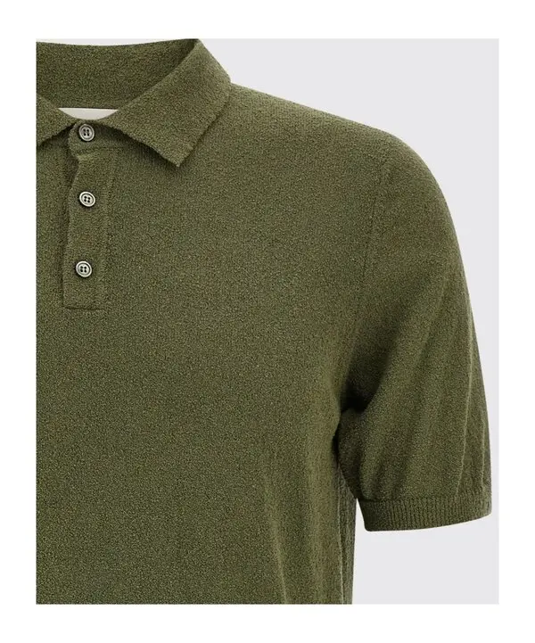 ROBERTO COLLINA Textured Knit Polo Shirt - Green