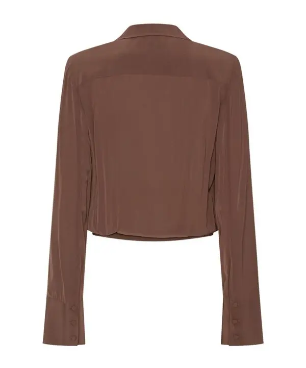 ROTATE BY BIRGER CHRISTENSEN Pleated Long-sleeve Blouse - Brown
