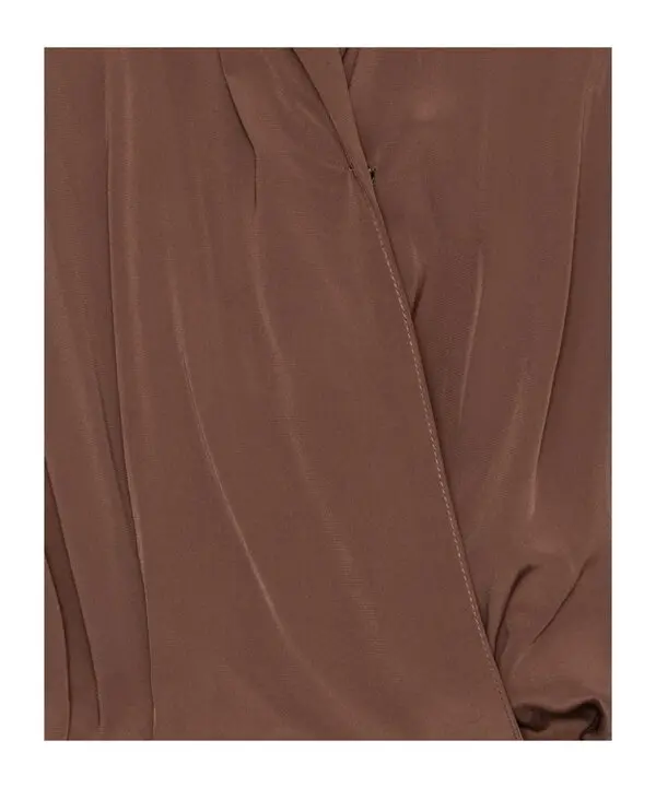 ROTATE BY BIRGER CHRISTENSEN Pleated Long-sleeve Blouse - Brown