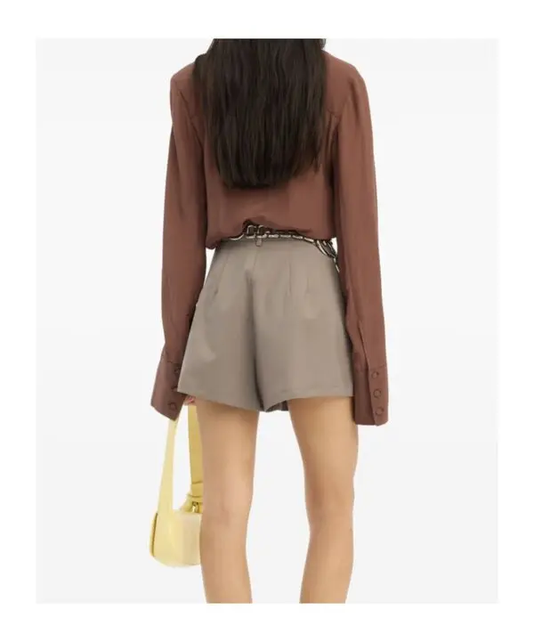 ROTATE BY BIRGER CHRISTENSEN Pleated Long-sleeve Blouse - Brown