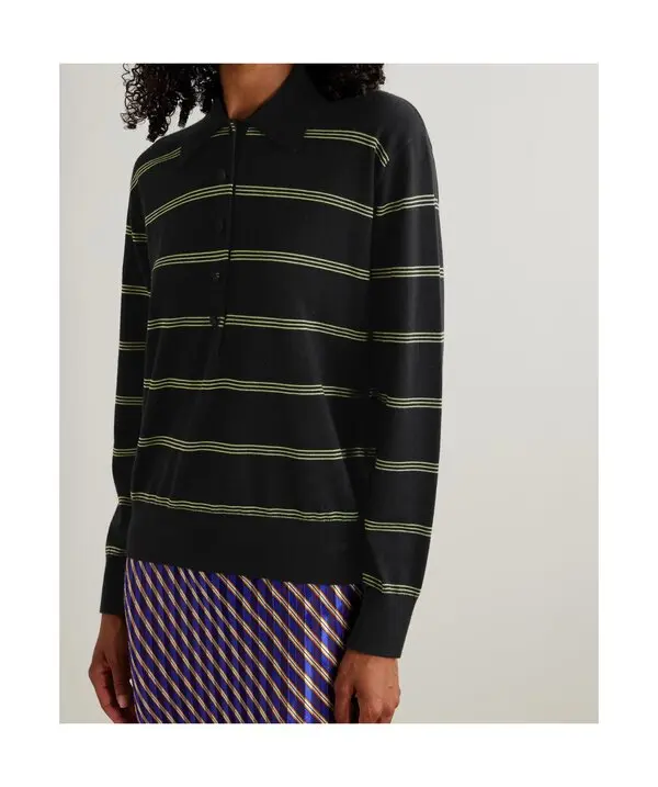 Dries Van Noten Striped Merino Wool Polo Shirt
