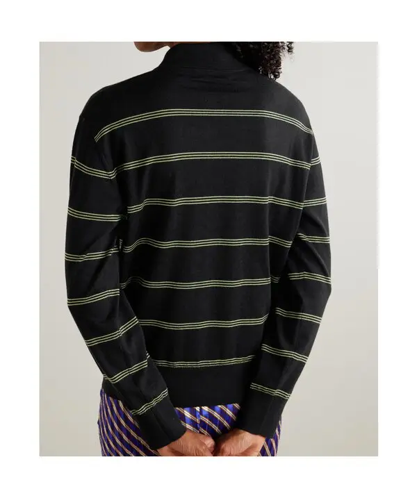 Dries Van Noten Striped Merino Wool Polo Shirt