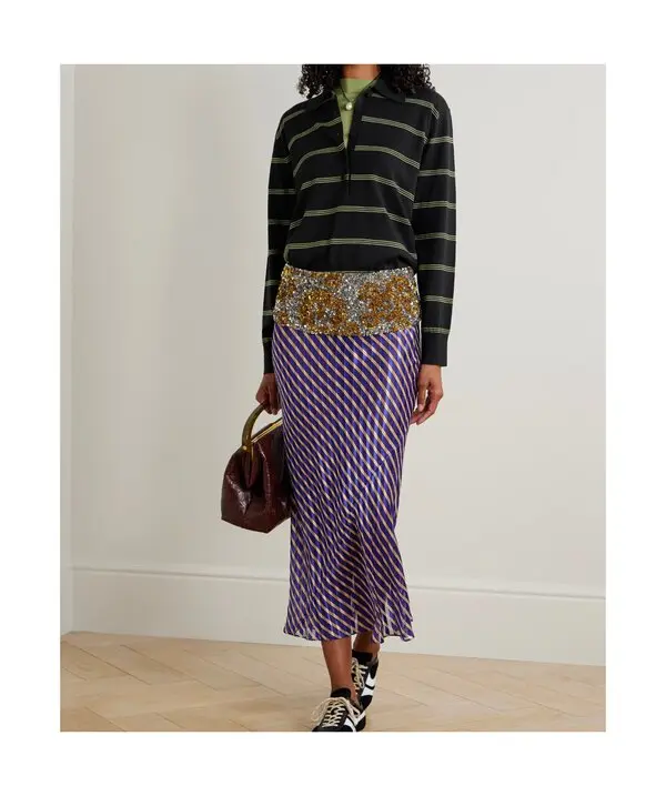 Dries Van Noten Striped Merino Wool Polo Shirt