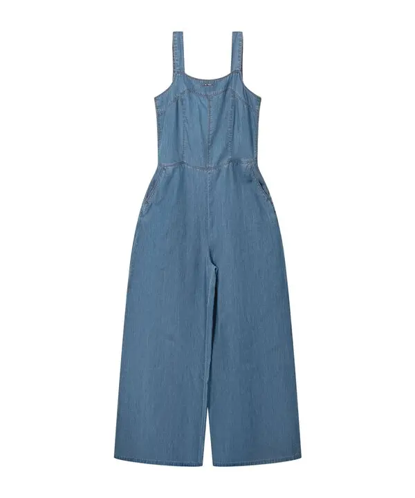 TWINSET Smocking Chambray Jumpsuit - Blue
