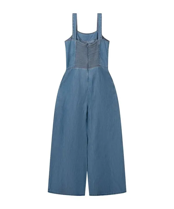 TWINSET Smocking Chambray Jumpsuit