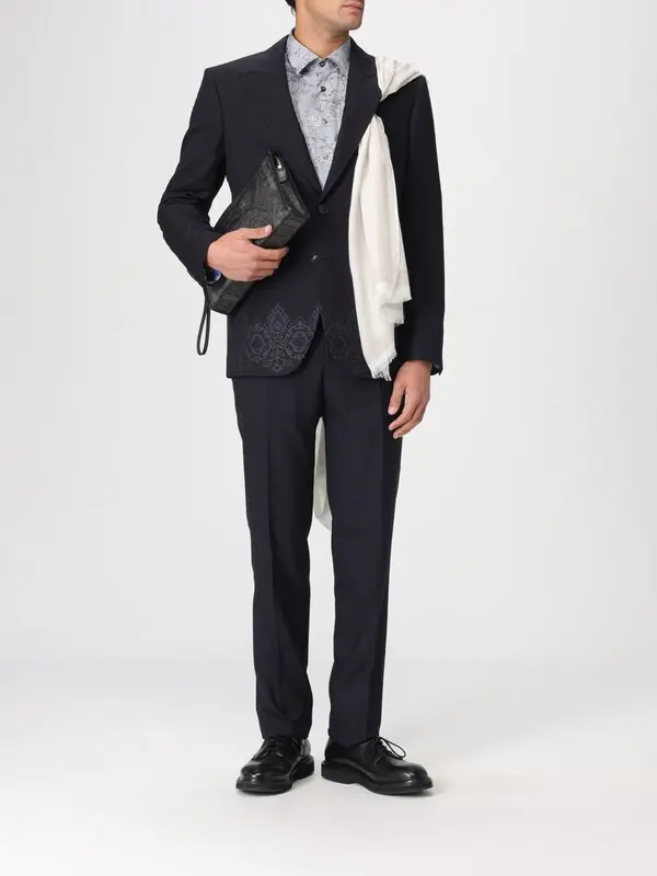 Etro Pleated Tailored Jacquard Trousers - Black