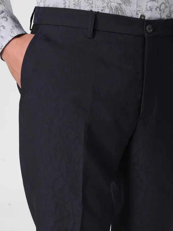 Etro Pleated Tailored Jacquard Trousers - Black