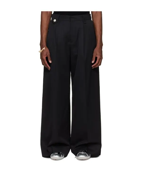 Simone Rocha High-waist Pearl Embellished Pleated Trousers