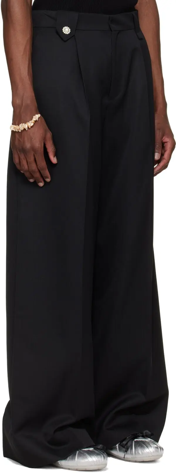 Simone Rocha High-waist Pearl Embellished Pleated Trousers