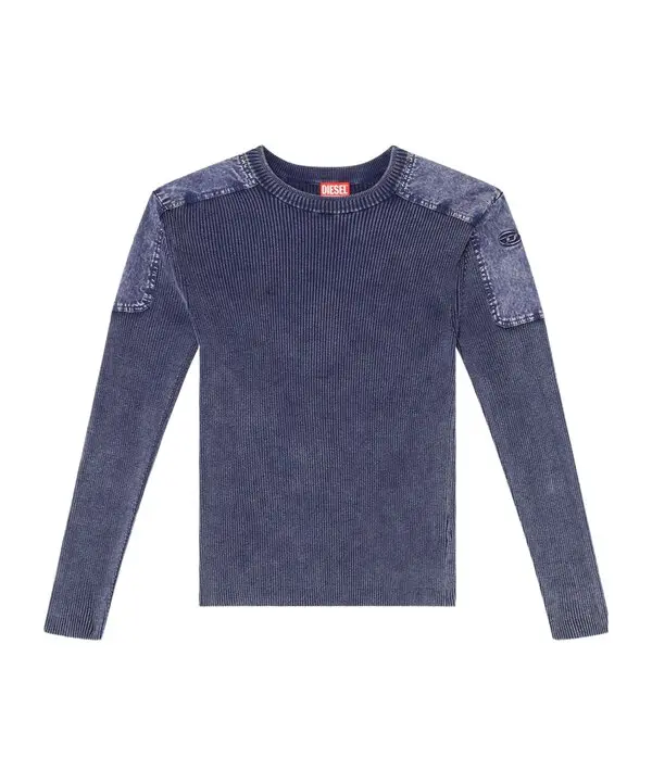 DIESEL® K-martin Panelled Ribbed Jumper - Blue