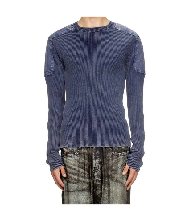 DIESEL® K-martin Panelled Ribbed Jumper - Blue