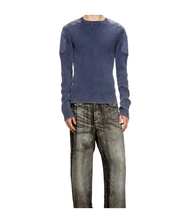 DIESEL® K-martin Panelled Ribbed Jumper - Blue