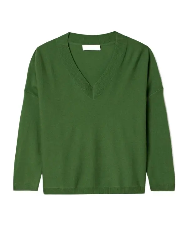 Arch4 Logo V-neck Long Sleeve Sweater - Green
