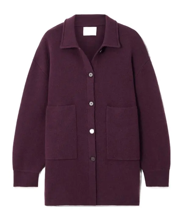 LISA YANG Long-sleeved Collared Cardigan - Claret