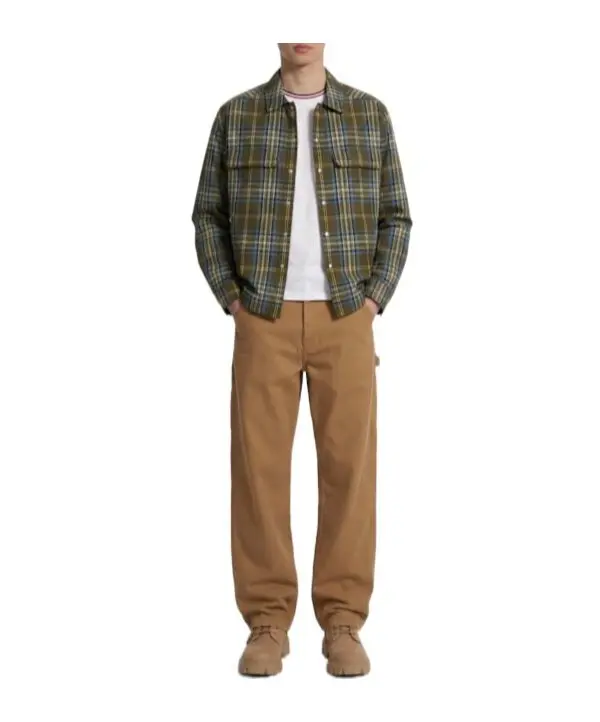 Moncler Plaid Shirt Jacket With Logo Patch