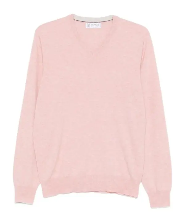 Brunello Cucinelli V-neck Cashmere Sweater - Pink