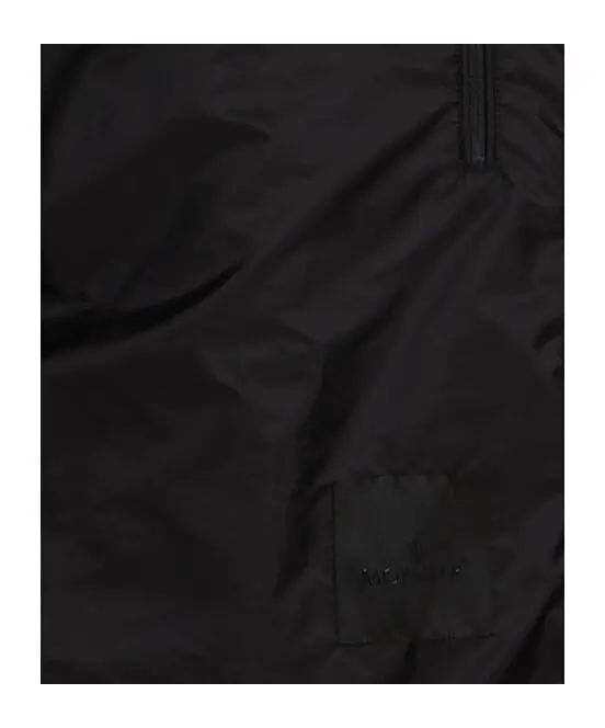 Moncler Granier Nylon Hooded Windbreaker With Tricolor Trim - Black