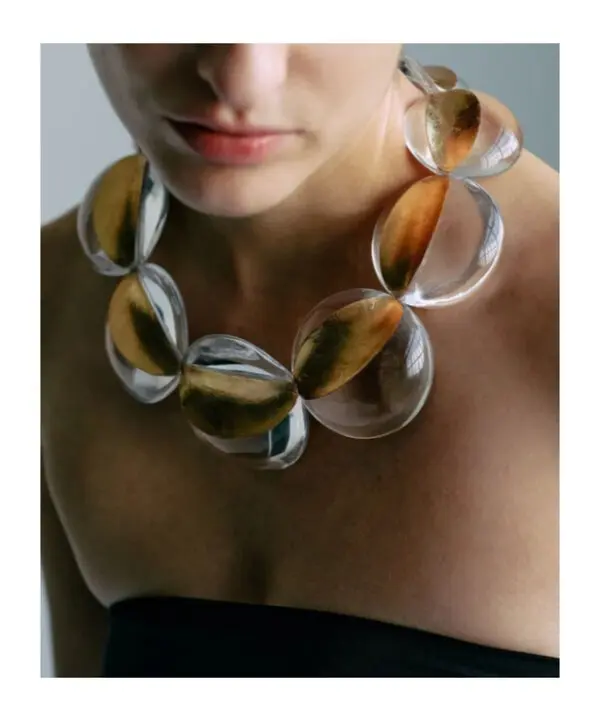 MONIES Sava Necklace With Gold Foil Accents - White