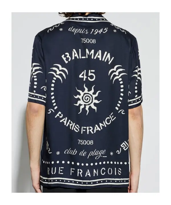 Balmain Printed Camp Shirt - Black