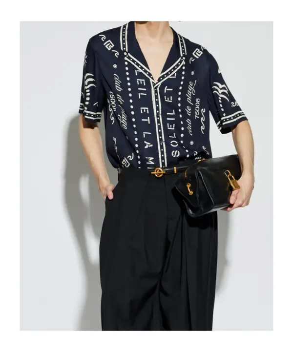 Balmain Printed Camp Shirt - Black