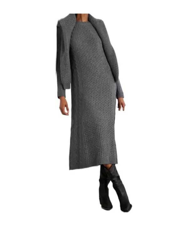 LISA YANG Nyla Cable-knit Cashmere Midi Dress - Gray