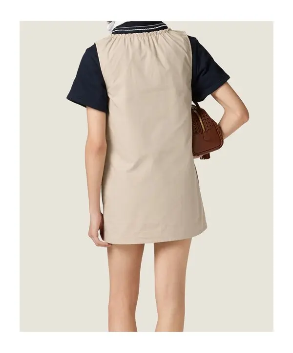 Miu Miu Panama Cotton Dress With Leather Tie Detail
