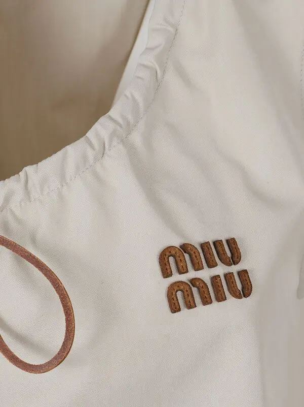 Miu Miu Tie-neck Logo Mini Dress