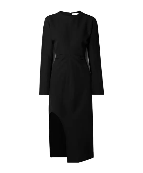 Co Draped Crepe Midi Dress - Black
