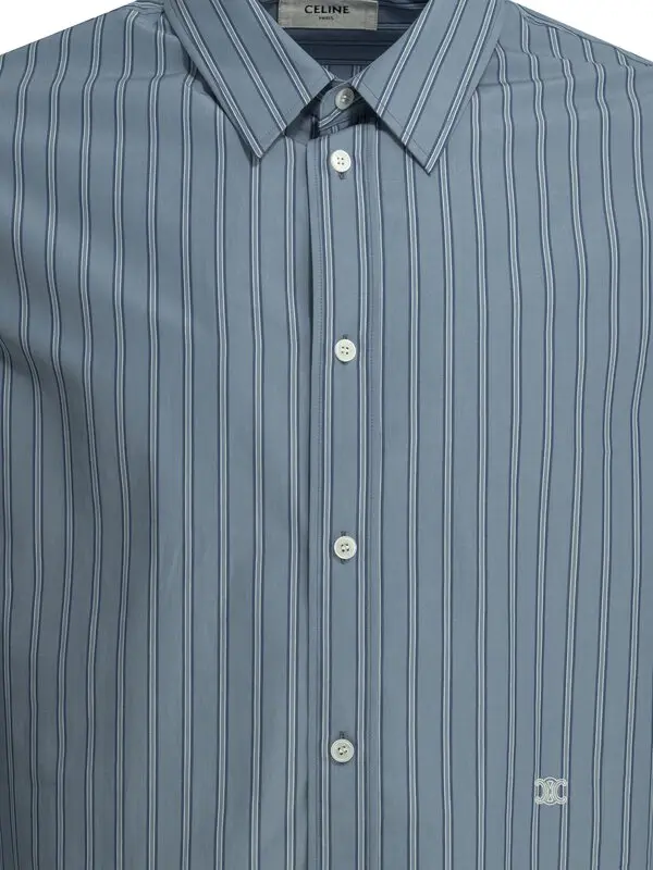 Celine Classic Shirt In Striped Cotton Poplin