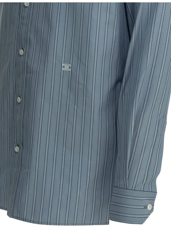 Celine Classic Shirt In Striped Cotton Poplin