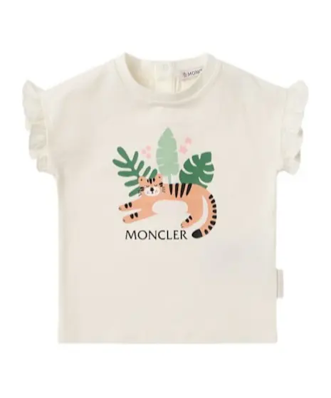 Moncler Animal Motif Ruffled T-shirt - White