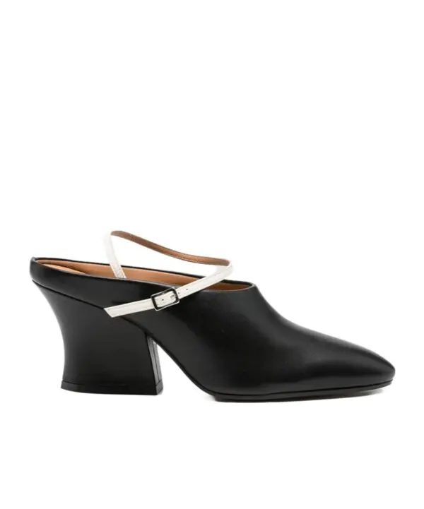 JIL SANDER Leather Mules With Sculptural Heel - Black