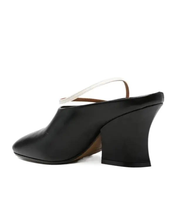 JIL SANDER Leather Mules With Sculptural Heel - Black