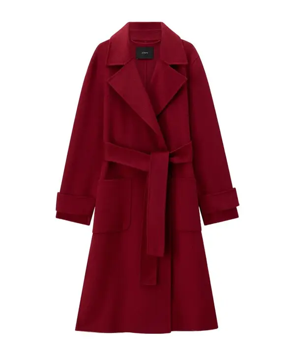 JOSEPH Belted Wrap Coat - Red