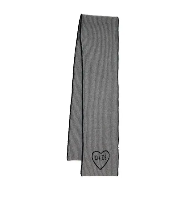 Chloé Encouer Heart Knit Scarf - Gray
