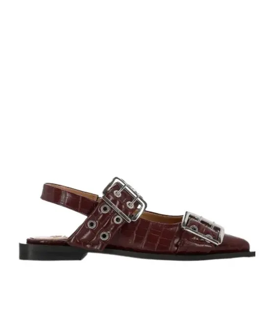 GANNI Buckle Ballet Flats - Brown