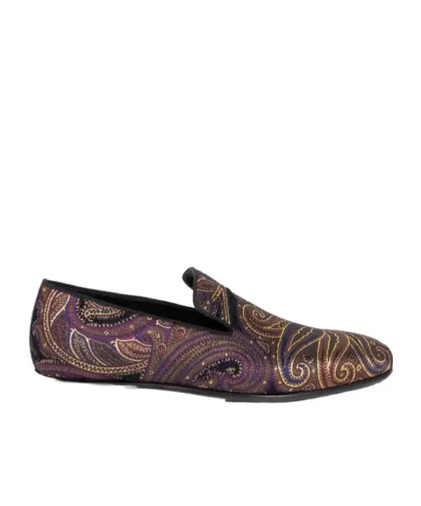 Etro Paisley Metallic Jacquard Loafers