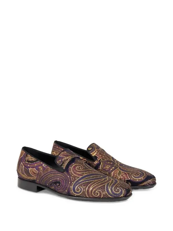 Etro Paisley Metallic Jacquard Loafers